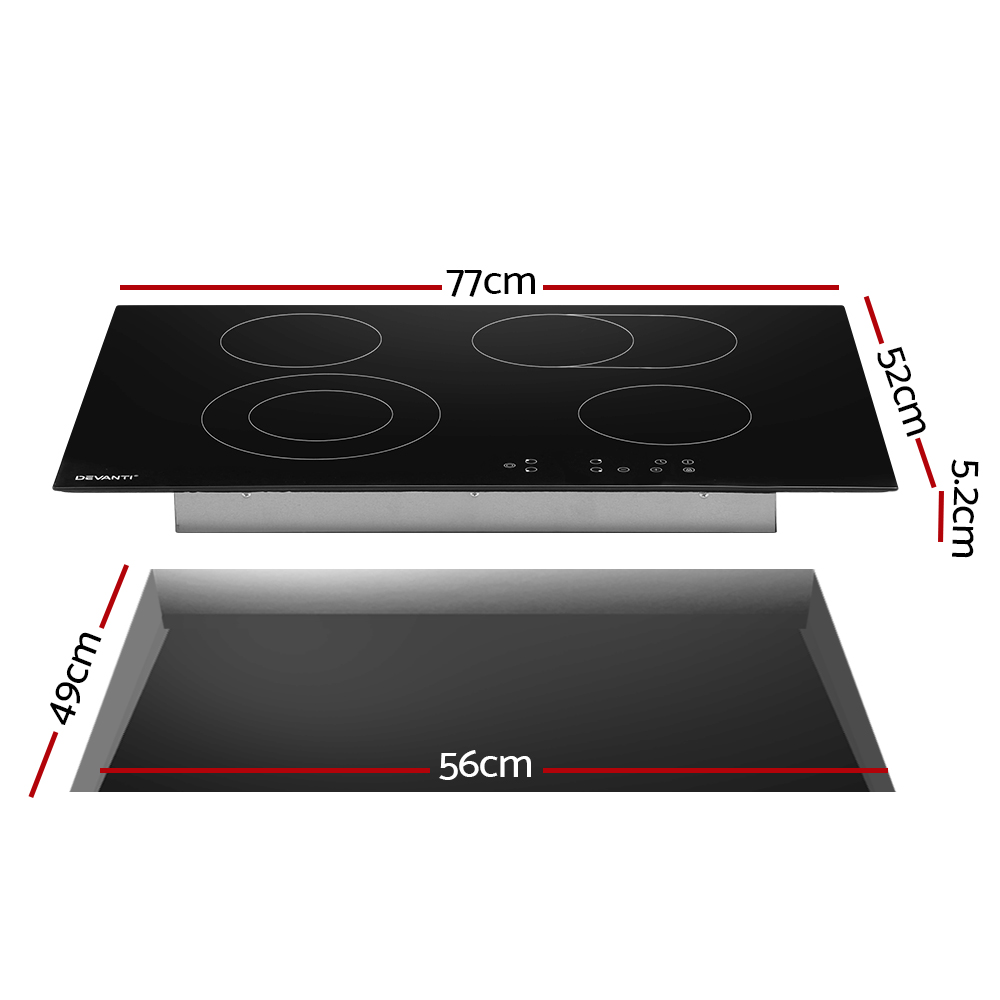 Devanti Ceramic Cooktop 77cm Electric Cooker 4 6 Burner Stove Hob Touch ...
